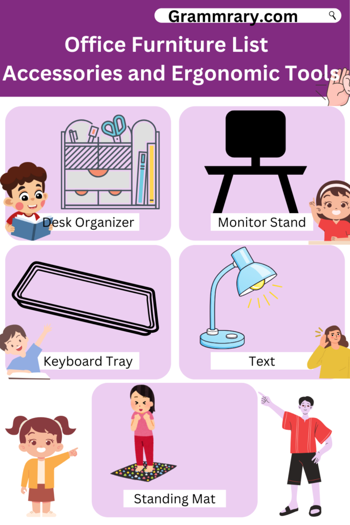 Office Furniture Accessories List Vocabulary | Names with Images ...