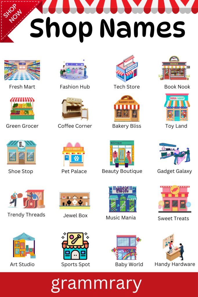100 Shops Names in English with Their Pictures - grammrary.com